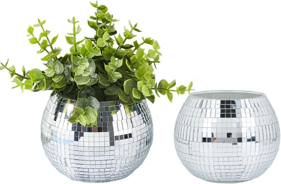 2Pcs Disco Ball Vase Round Disco Ball Planter Disco-Ball Decor Flower ...