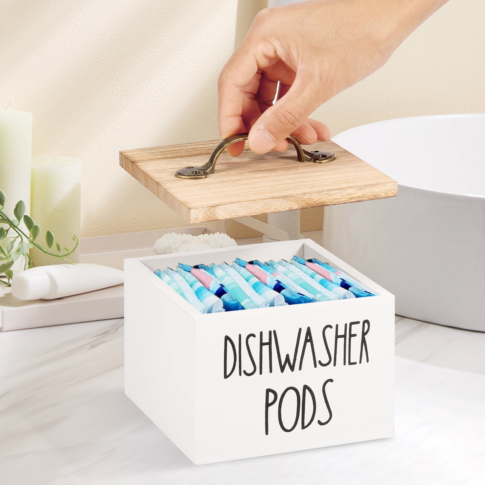 2Pcs Dishwasher Pod Holder with Lid Large Capacity Laundry Dryer Sheet ...