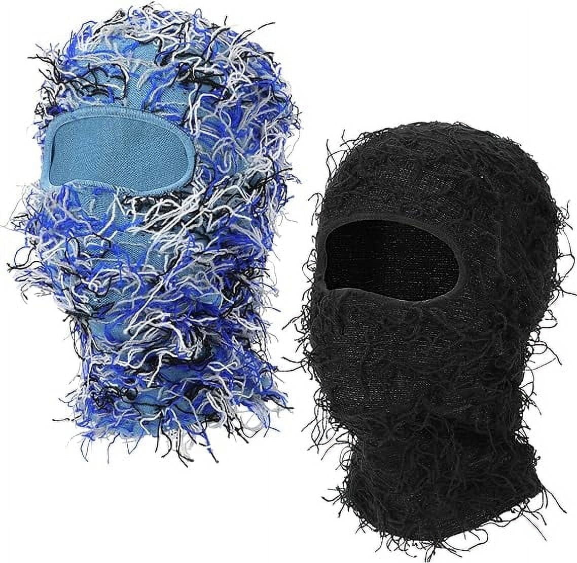 QKURT Distressed Balaclava Ski Mask, Knitted Warm Windproof Face Mask ...