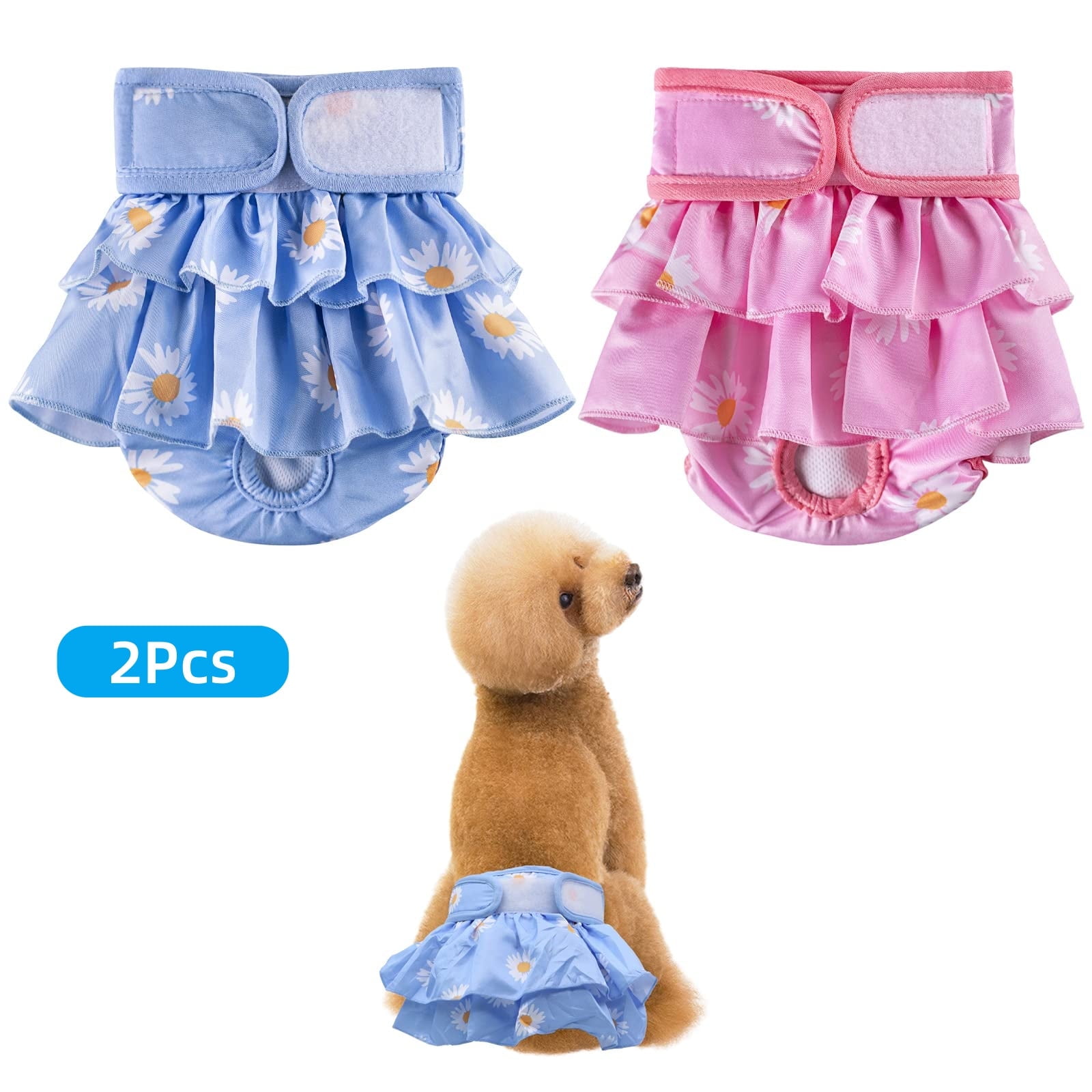 2Pcs Dog Diaper Female, Washable Dog Period Diapers Cover, Adjustable ...