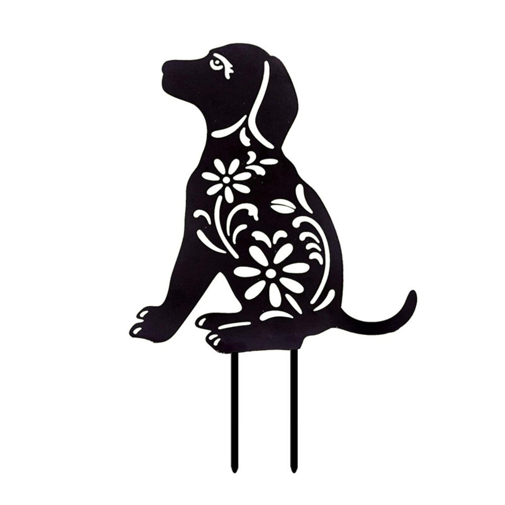 2Pcs Dog Metal Garden Stakes, Animal Silhouette Garden Stakes, Outdoor ...