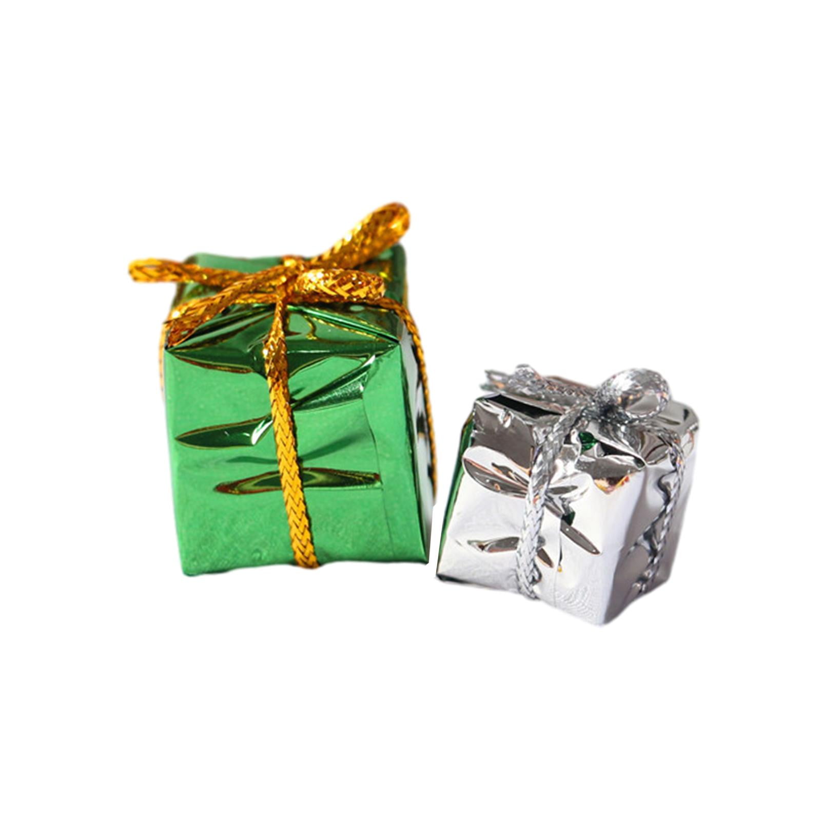 2Pcs Dollhouse Christmas Tree Boxes Miniature Foil Wrapped Box ...