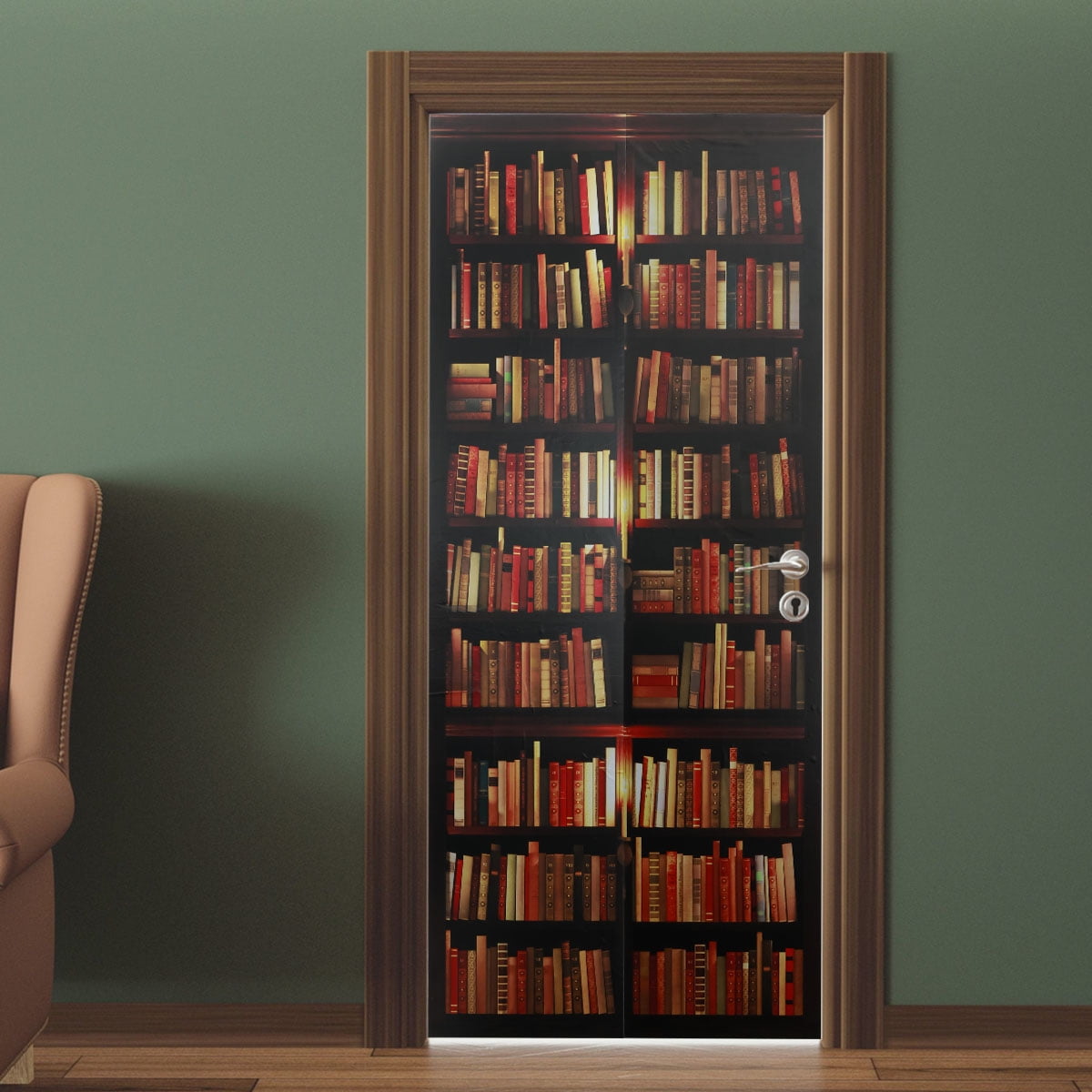 2Pcs Door Sticker Waterproof Book Shelf Door Decals Removable Bookcase ...