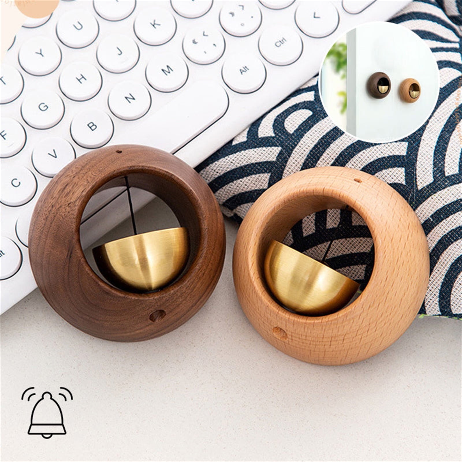 2Pcs Doorbell, Yannianjz Doorbell, Wooden Dopamine Wind Chime Entry ...