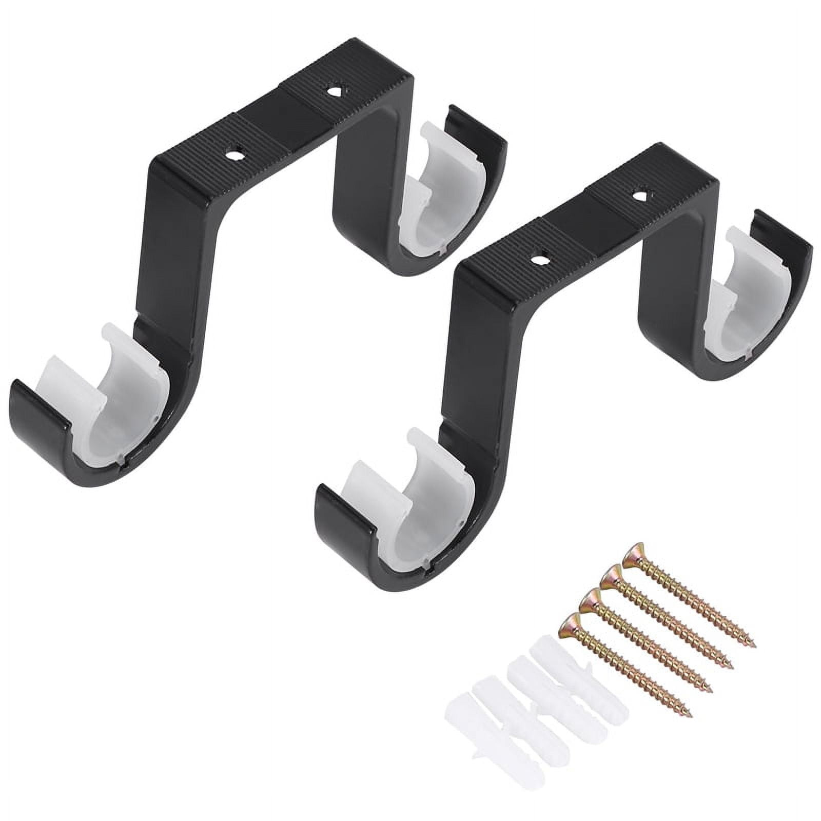 2Pcs Double Curtain Rod Brackets Ceiling Mount Supports Aluminum Alloy ...