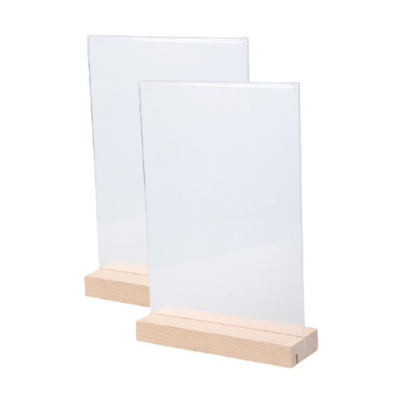 2Pcs Double Side Acrylic Holder with Wood Base Acrylic Poster Display ...