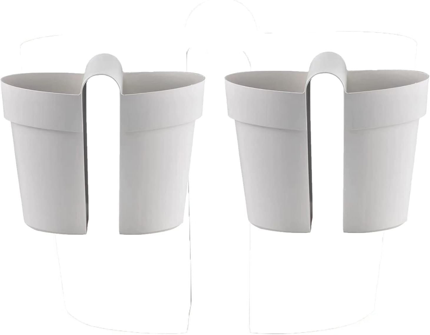 2Pcs Double-Sided Hanging Rail Planter, Plastic Deck Flower Pot Plant ...