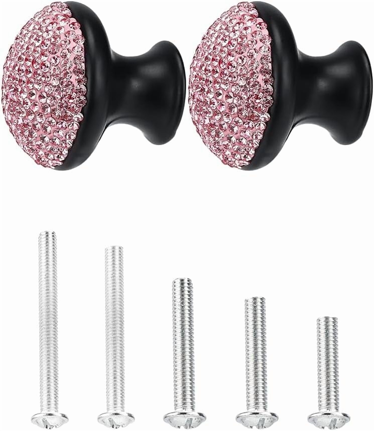 2Pcs Drawer Knobs 35x37mm Black Pink Aluminium Alloy Half Round Cabinet ...