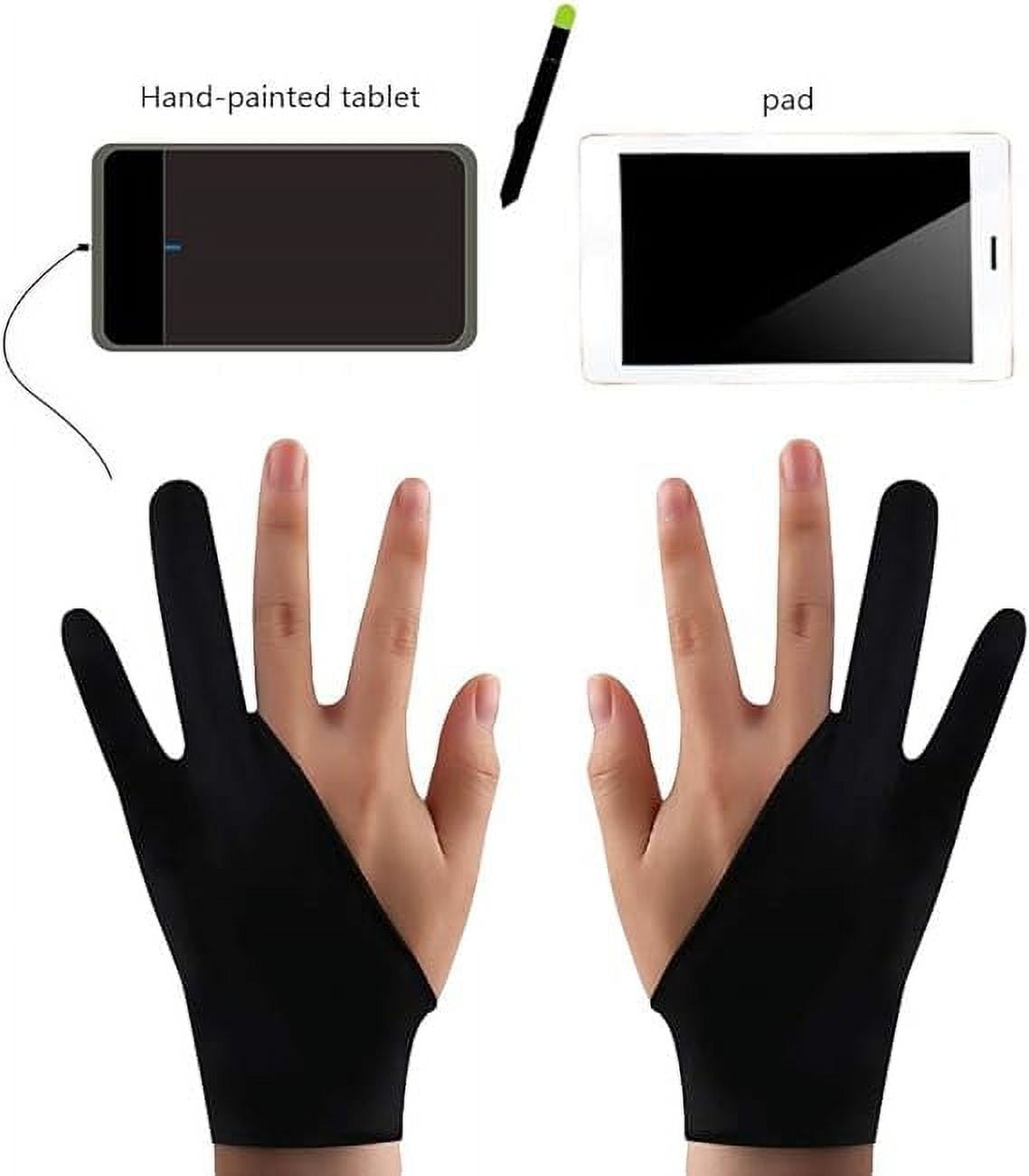 2Pcs Drawing Glove, Artist Glove, Black Spandex 2-Fingers Glove for ...