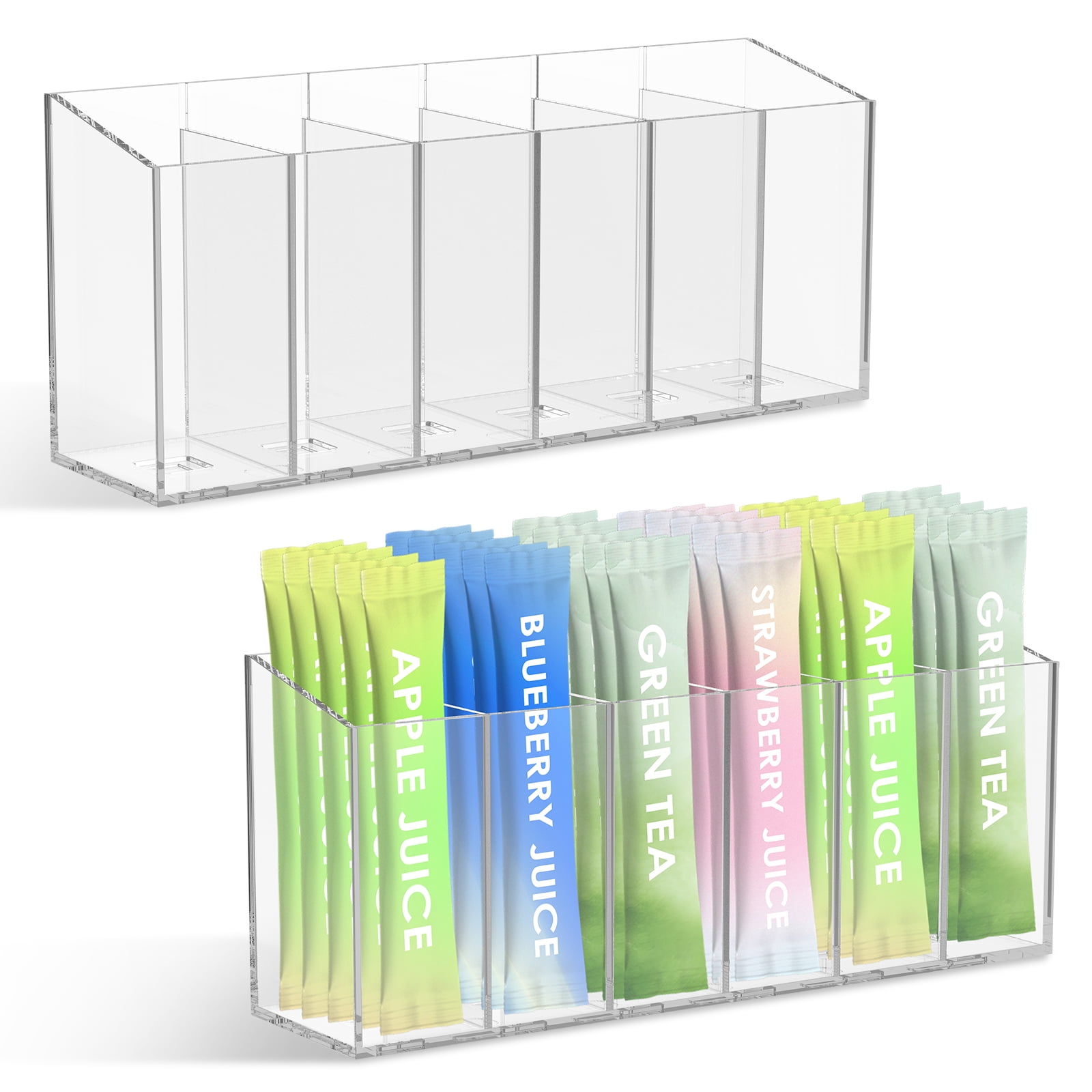2Pcs Drink Packet Organizer Transparent Tea Packet Storage Container ...