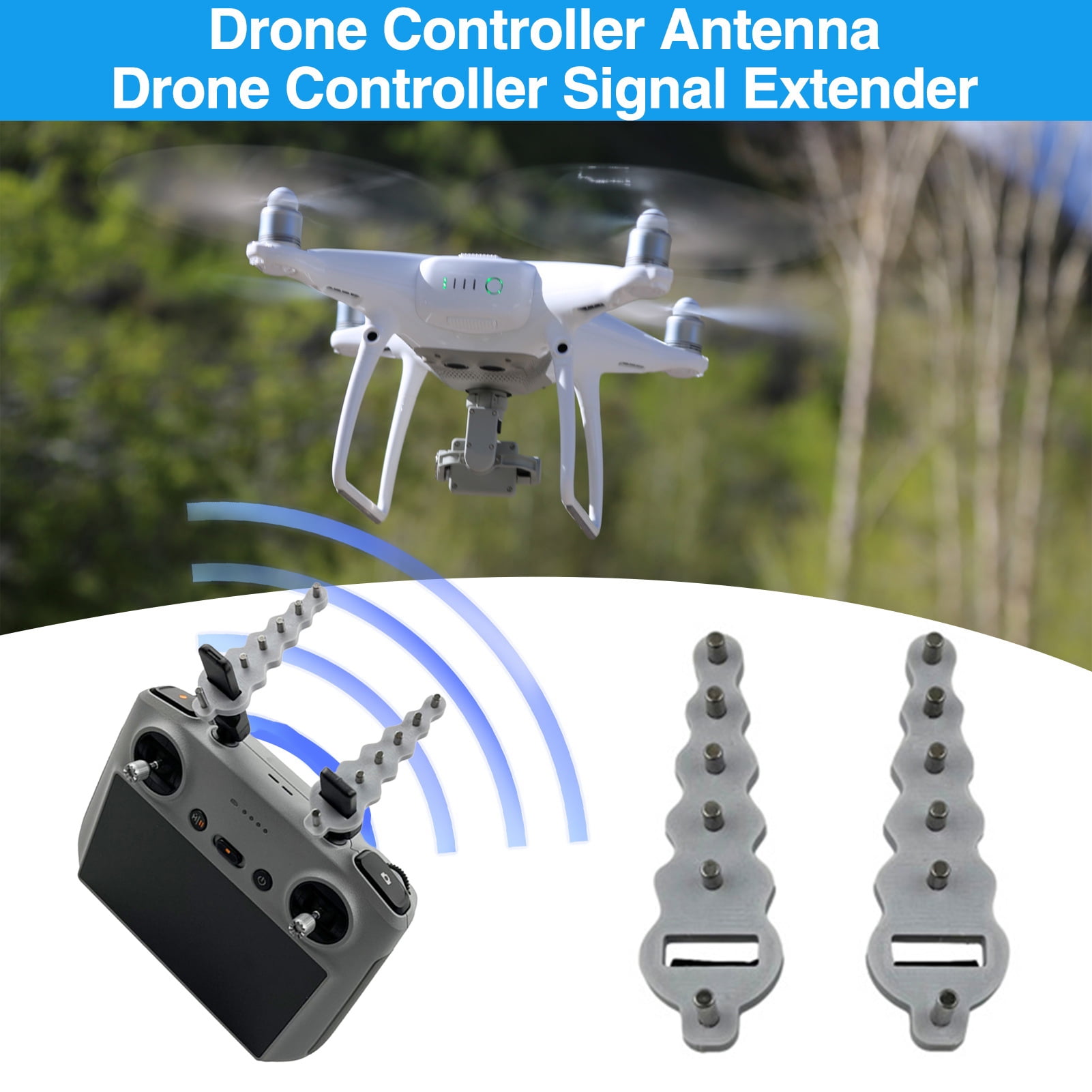 2Pcs Drone Controller Signal Booster for Remote Control with Screen 2.4 ...