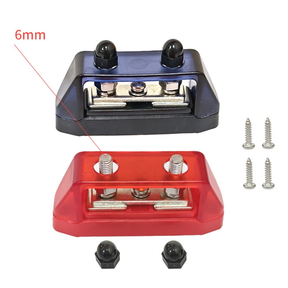 2Pcs Dual Stud Bus Bar 12-48V Power Distribution Block Holder for Car ...