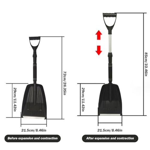 2Pcs Durable Collapsible Snow Shovel for Car, Adjustable Length Metal ...