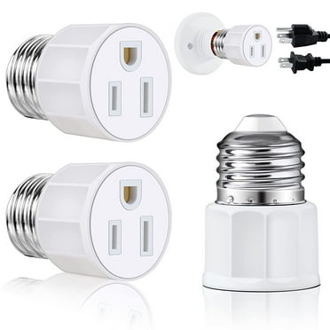 2pcs Light Socket to Plug Adapter E27 Socket to 2-prong Light Socket ...
