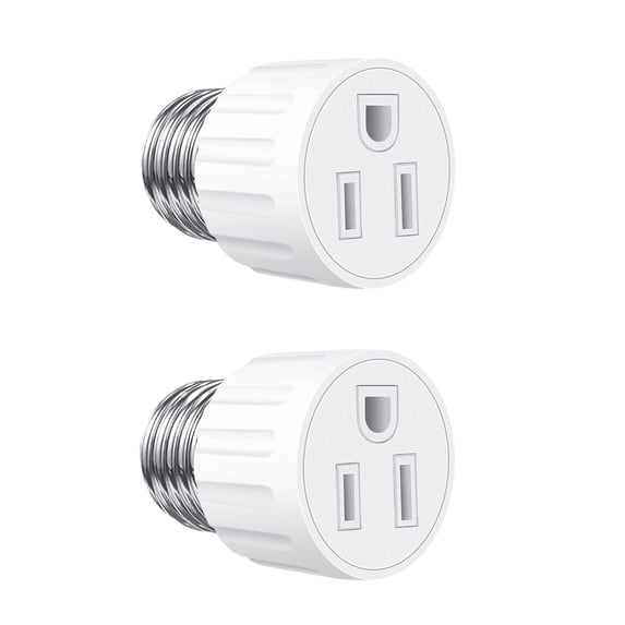 2Pcs E26 Outlet Converter 3 Prong Light Socket To Plug Adapter Travel ...