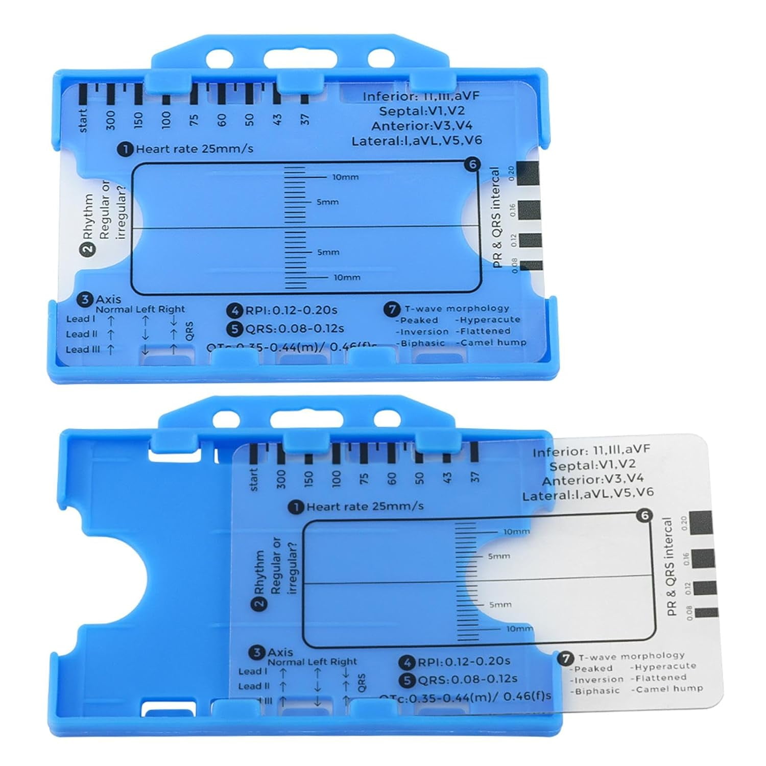 2Pcs ECG 7 Step Ruler,Plastic ECG 7 Step Ruler for ECG/EKG Interpretation,with Holder Case,EKG ...