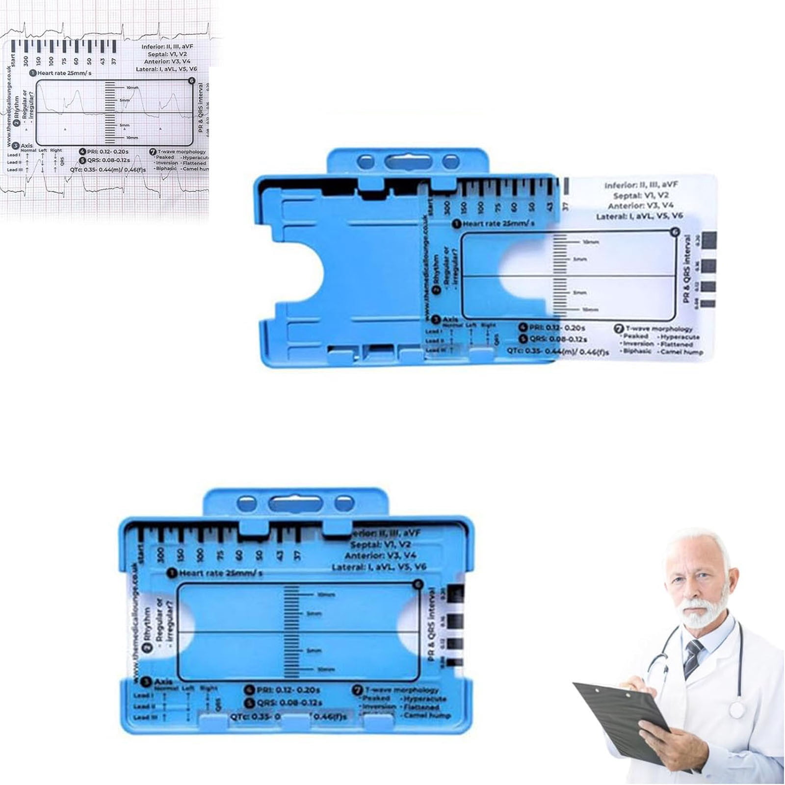 2Pcs ECG 7 Step Ruler, ECG 7 Step Ruler Card for ECG/EKG Interpretation ...