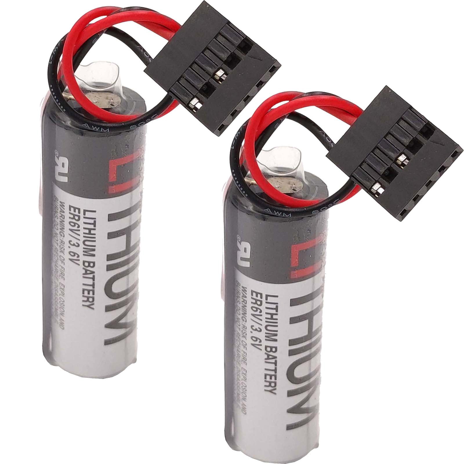 2Pcs ER6V 3.6V ER6VC3N 3.6V 2000mah PLC Lithium Battery with JAE5PIN ...