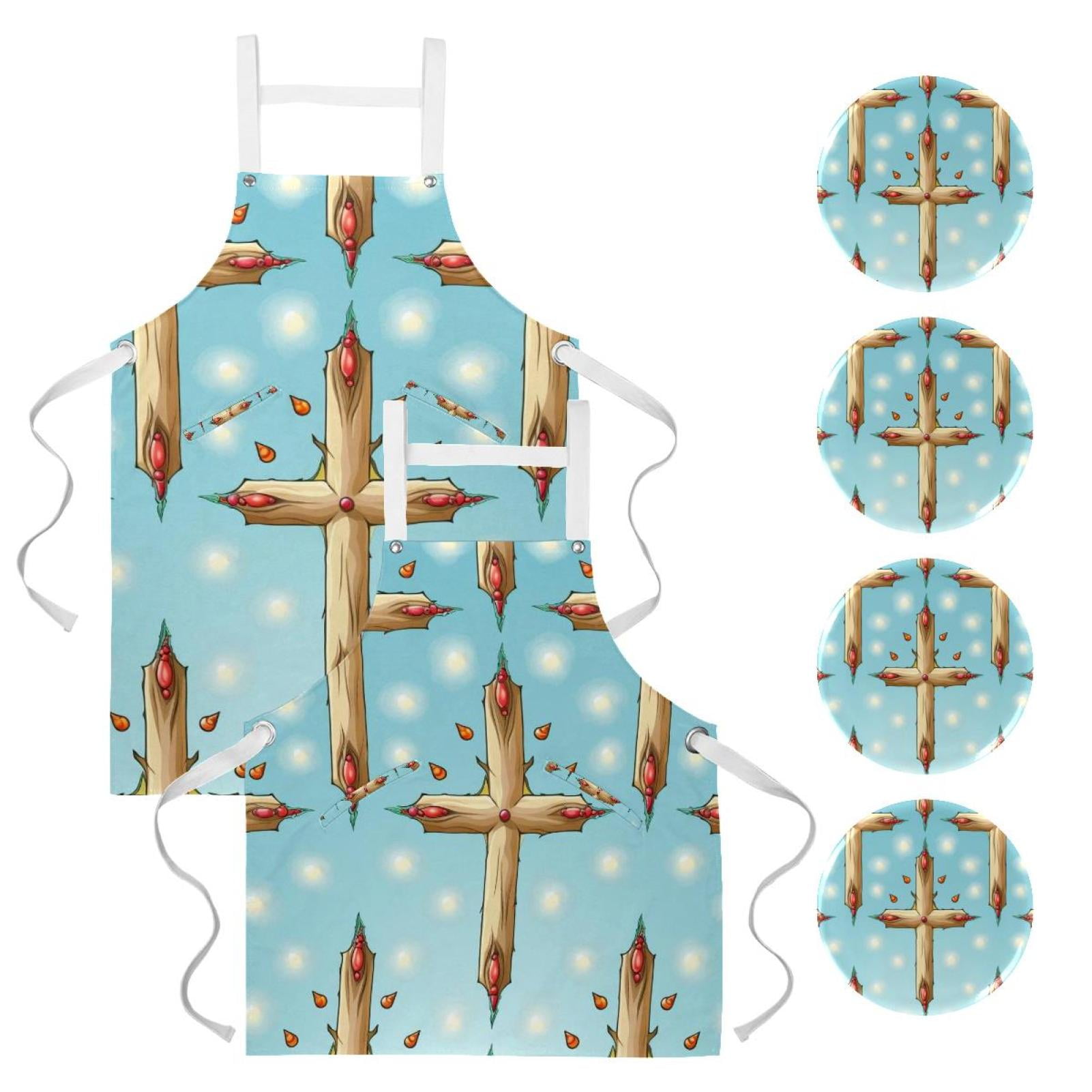 2Pcs Easter Art Cross Versatile Aprons Set - Kitchen, Baking,Cooking ...