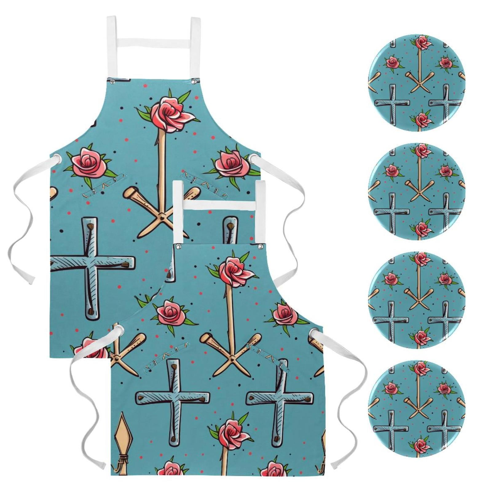 2Pcs Easter Cross Art Versatile Aprons Set - Kitchen, Baking,Cooking ...