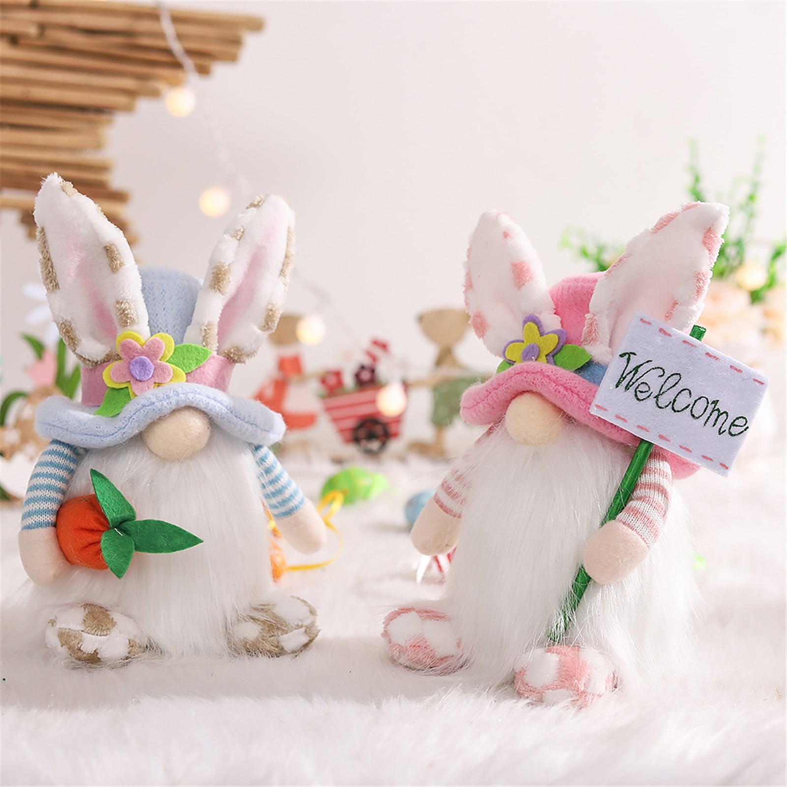 2Pcs Easter Gnomes Decorations，Handmade Spring Easter Gnomes Plush Doll ...