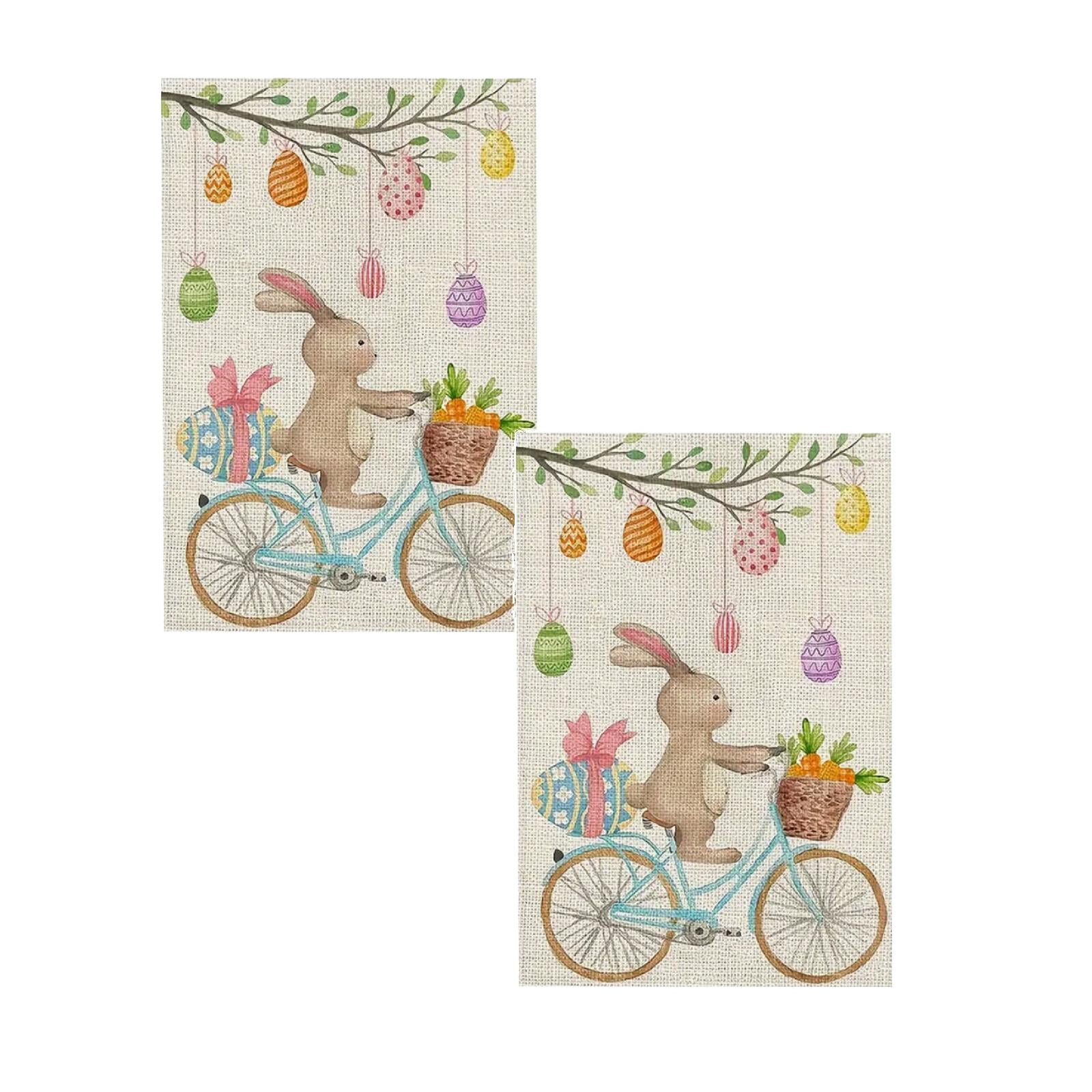 2Pcs Easter House Welcome Big Garden Flag 12X18 Inch Double Sided ...