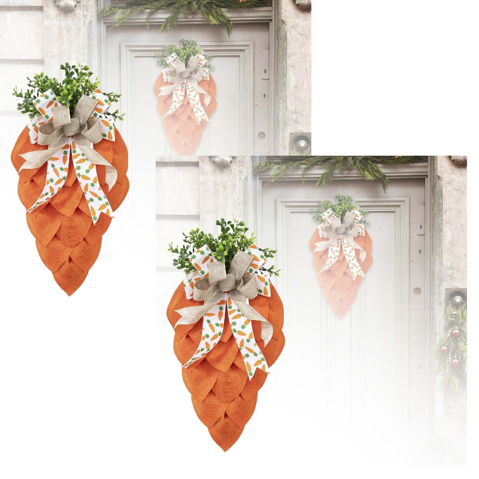 2Pcs Easter Imitation Real Carrot Farmhouse Bow Radish Pendant Garden ...