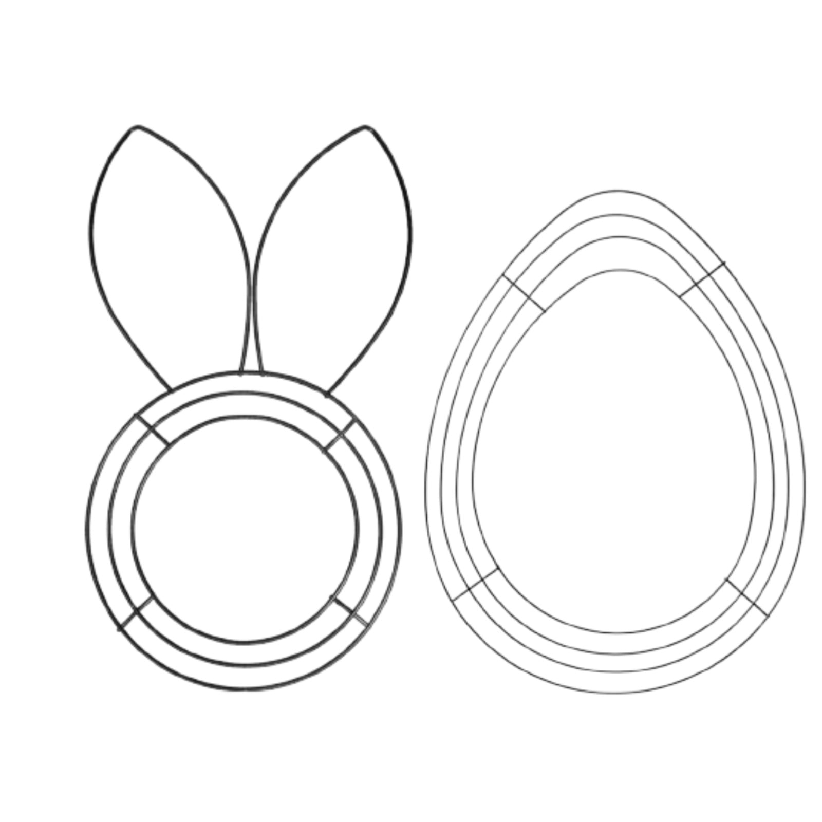 2Pcs Easter Wreath Metal Frame Wire, Form Floral Garden Bunny & Egg ...