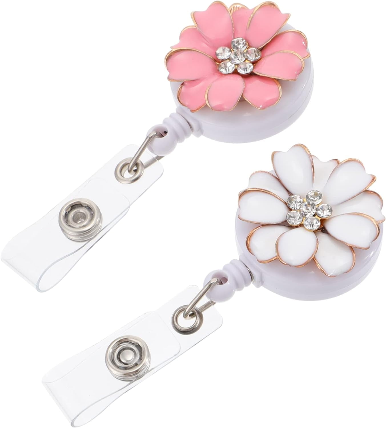 2Pcs Easy-to-pull badge rhinestone lanyard badge clip Keychain Lanyard ...
