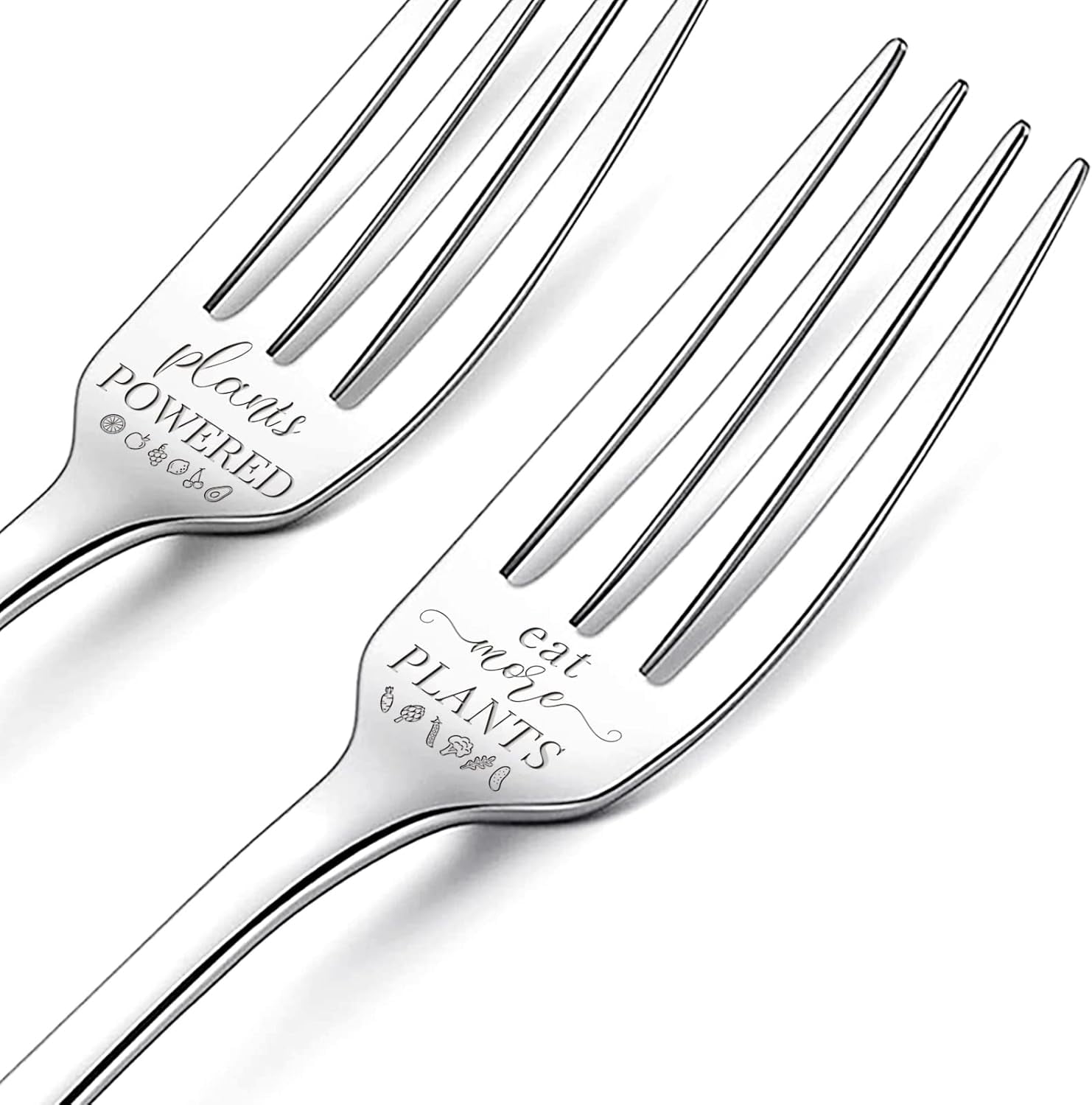 2Pcs Eat More Plants Plants Powered Engraved Forks with Gift Box ...