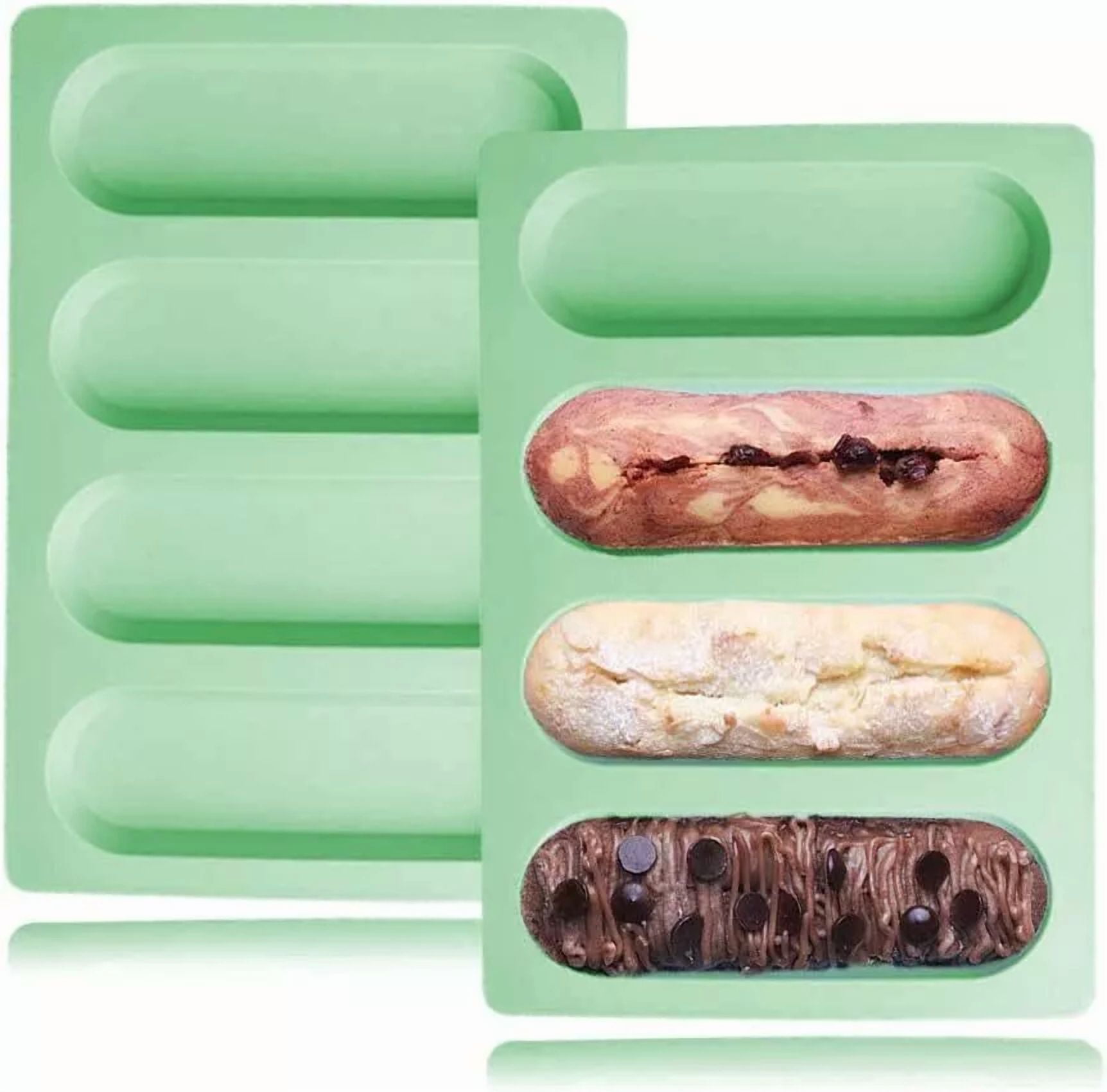 2Pcs Eclair Silicone Mold Hot Dog Bun Mold Granola Bar Mold Loaf Bread ...