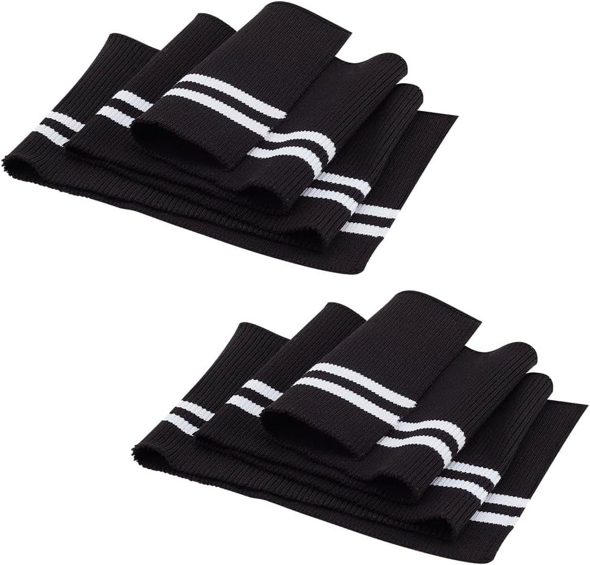 2Pcs Elastic Fiber Ribbing Fabric Black Stripes Pattern Knitted ...