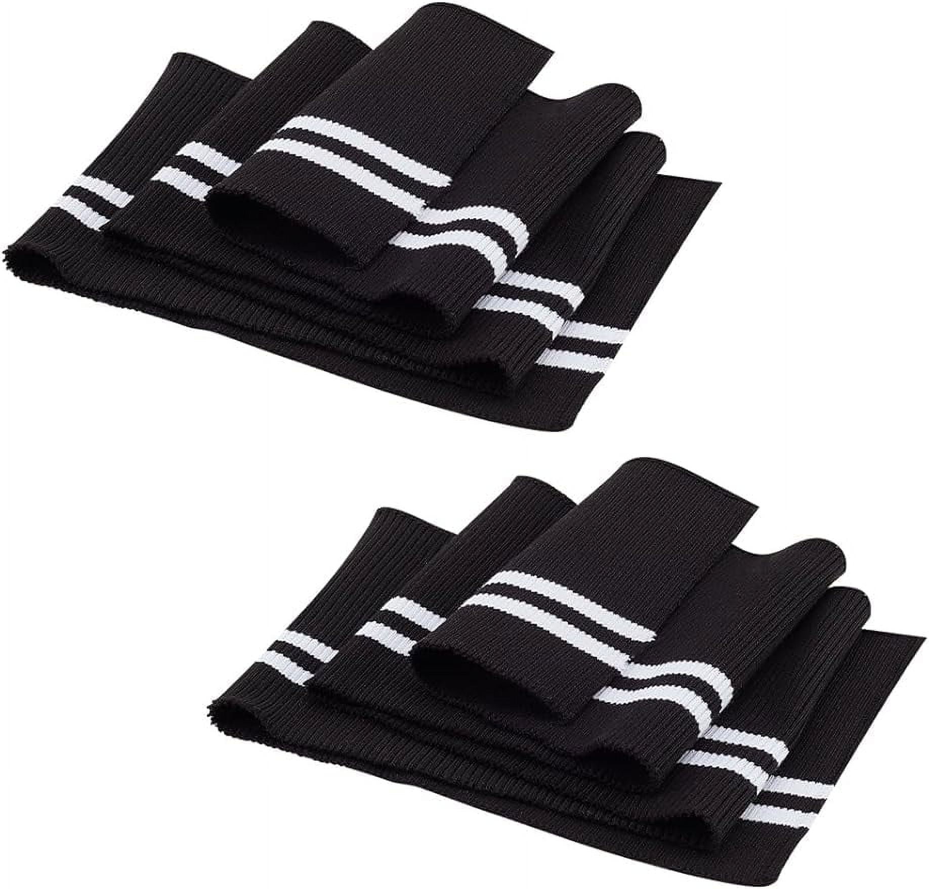 2Pcs Elastic Fiber Ribbing Fabric Black Stripes Pattern Knitted ...