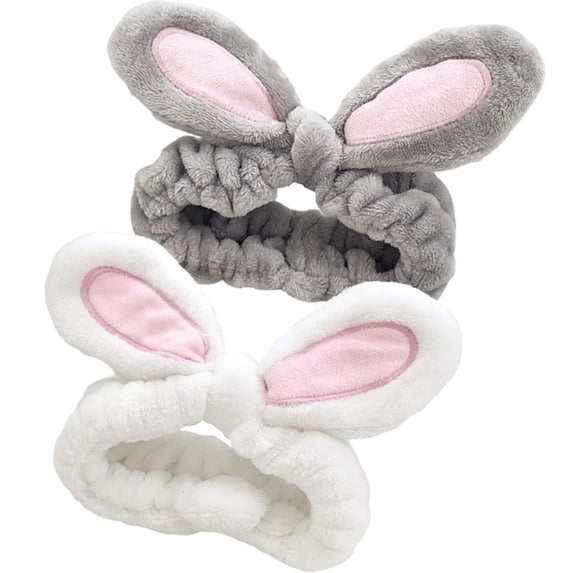 2Pcs Elastic Hair Band for Washing Face - Cute Rabbit Ears Stretchy ...