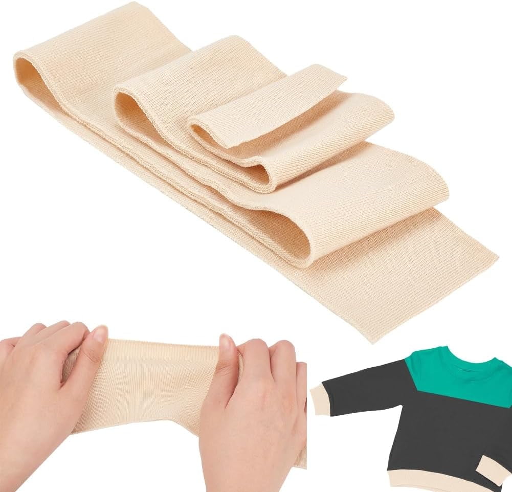 2Pcs Elasticated Cuffs Stretch Knit Threaded Hem Cuff Fabric Sleeve ...