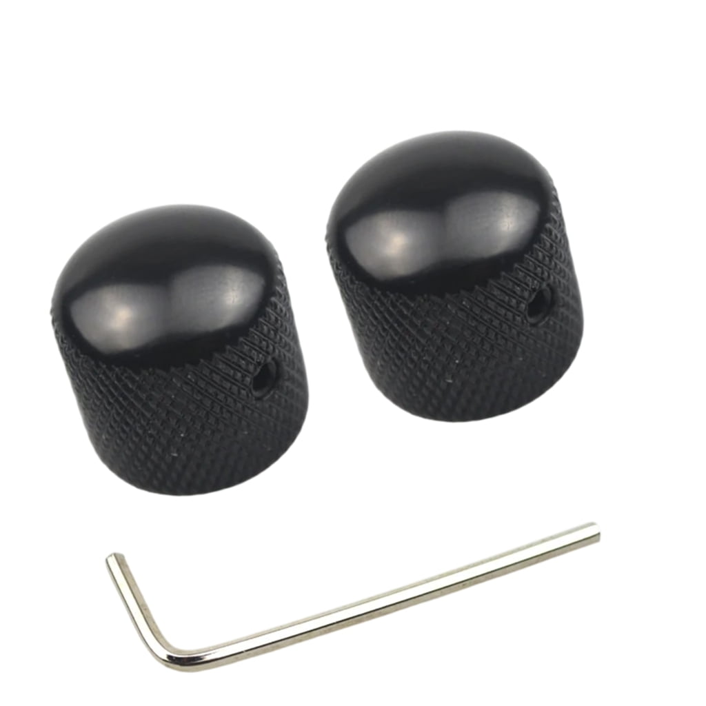 2Pcs Electric Guitar Bass Knobs with Hole Volumes Tone Control Knobs Metal Guitar Dome Top Knob ...