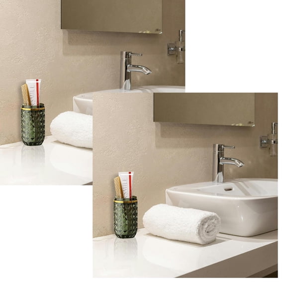 2Pcs Elegant Gold Plated Toothbrush Set Portable Bathroom Organizer For ...