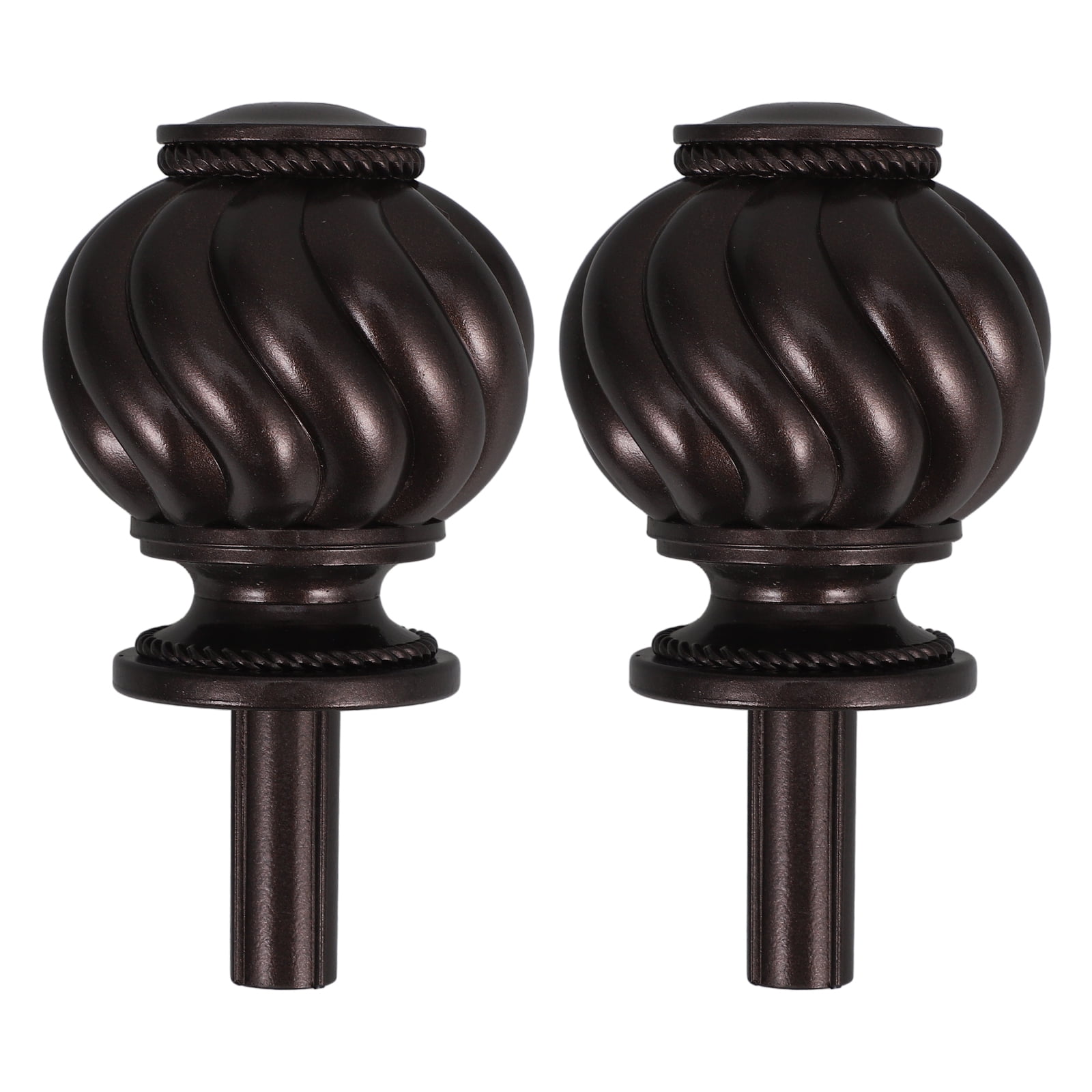 2Pcs Elegant Wave Design Curtain Rod End Caps 3 4 Inch Deep Brown ...