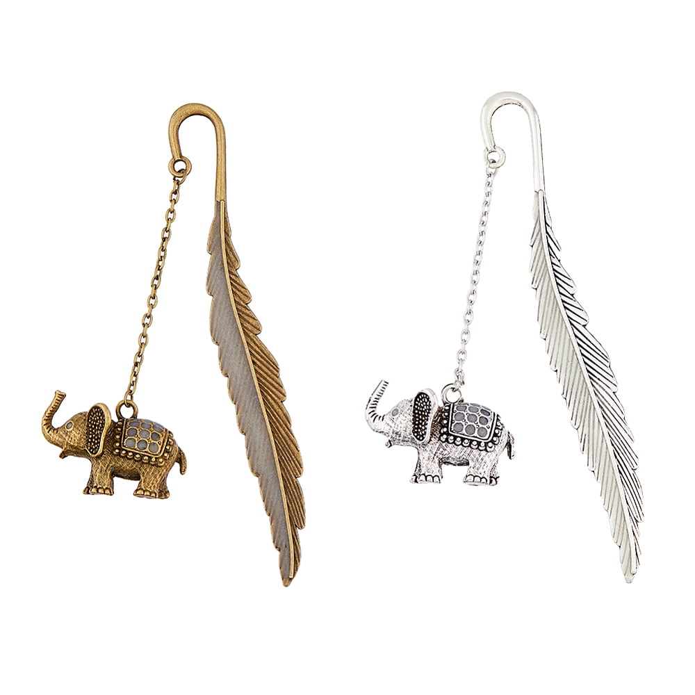 2Pcs Elephant Bookmarks Classical Feather Bookmarks Vintage Luminous ...