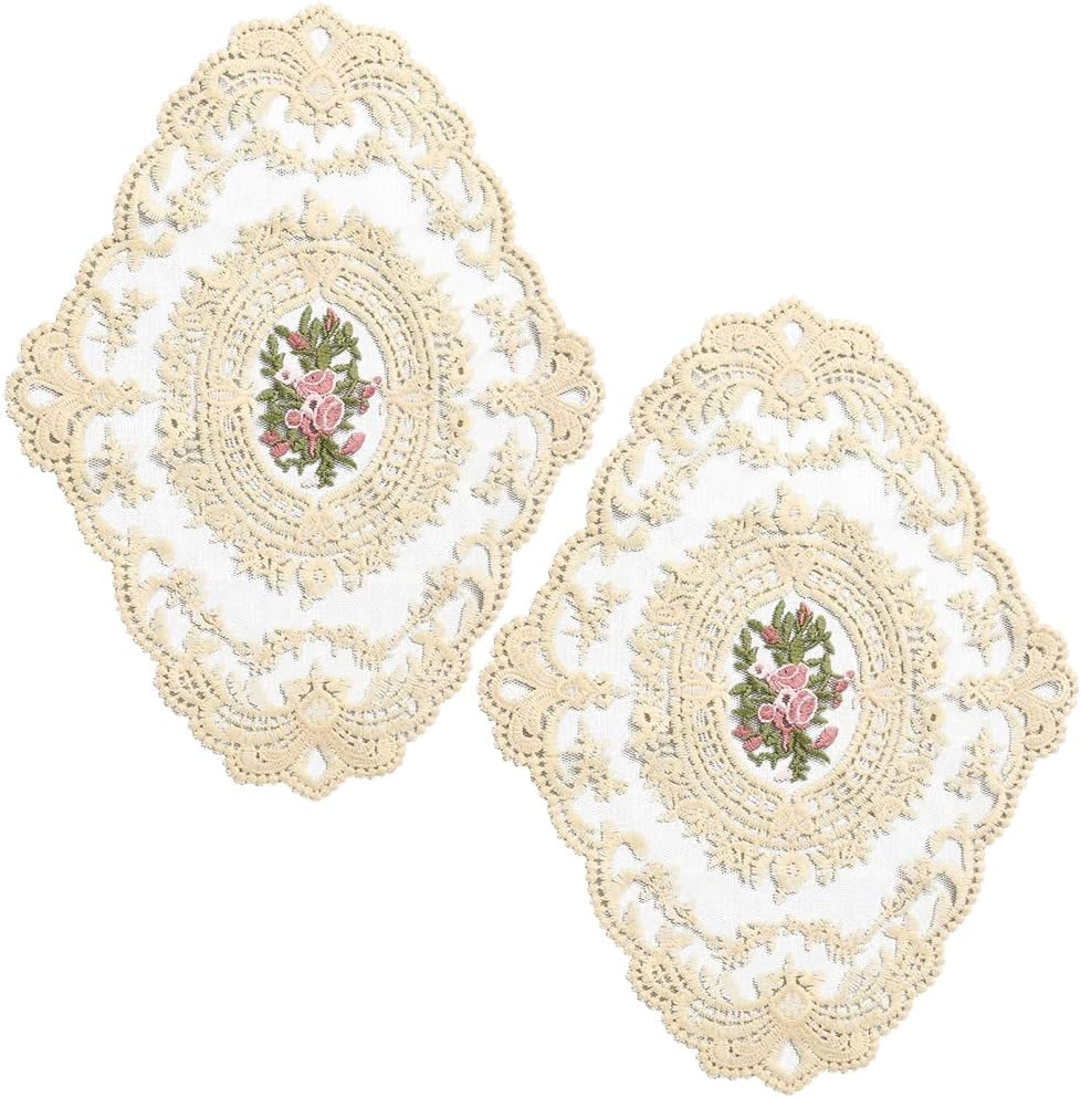 2Pcs Embroidered Crochet Placemat French Style Lace Placement Vintage ...