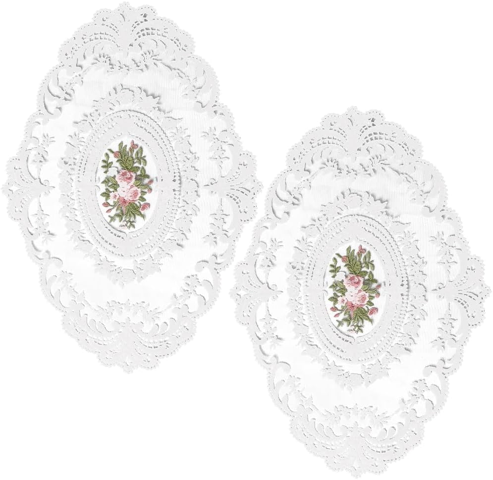 2Pcs Embroidered Lace Placemat Lace Mat Retro Lace Placement French ...