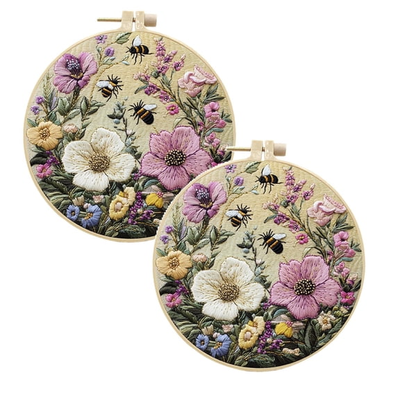 2Pcs Embroidery Kit for Beginners & Adults Starter Kit, Cross Stitch ...