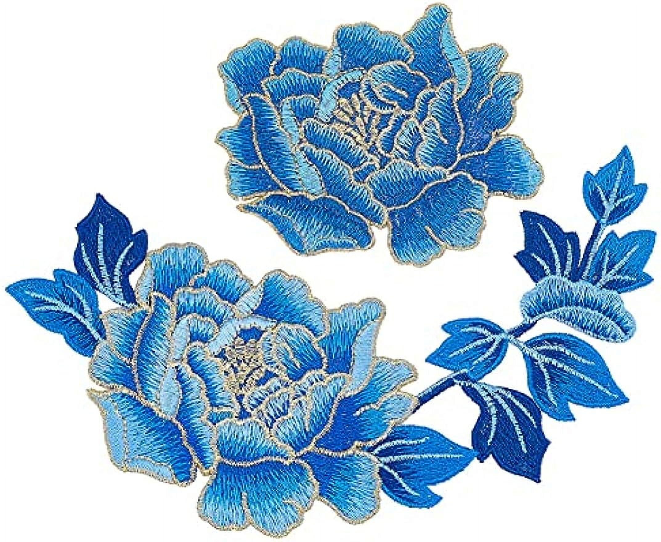 2Pcs Embroidery Peony Flowers Patches 2 Styles Sew on Peony Floral ...