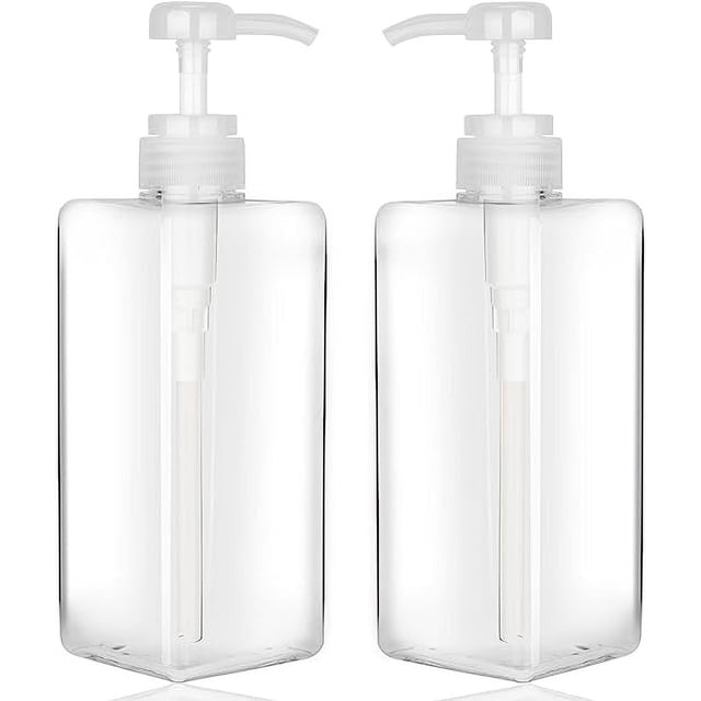 2Pcs Empty Shampoo Bottles Soap Dispenser Bottle with Pump Refillable ...