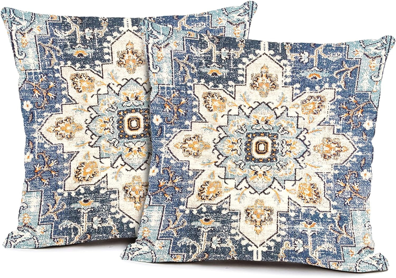 2Pcs Ethnic Pattern Blue Boho Pillow Cover 18x18 Inch Southwest ...