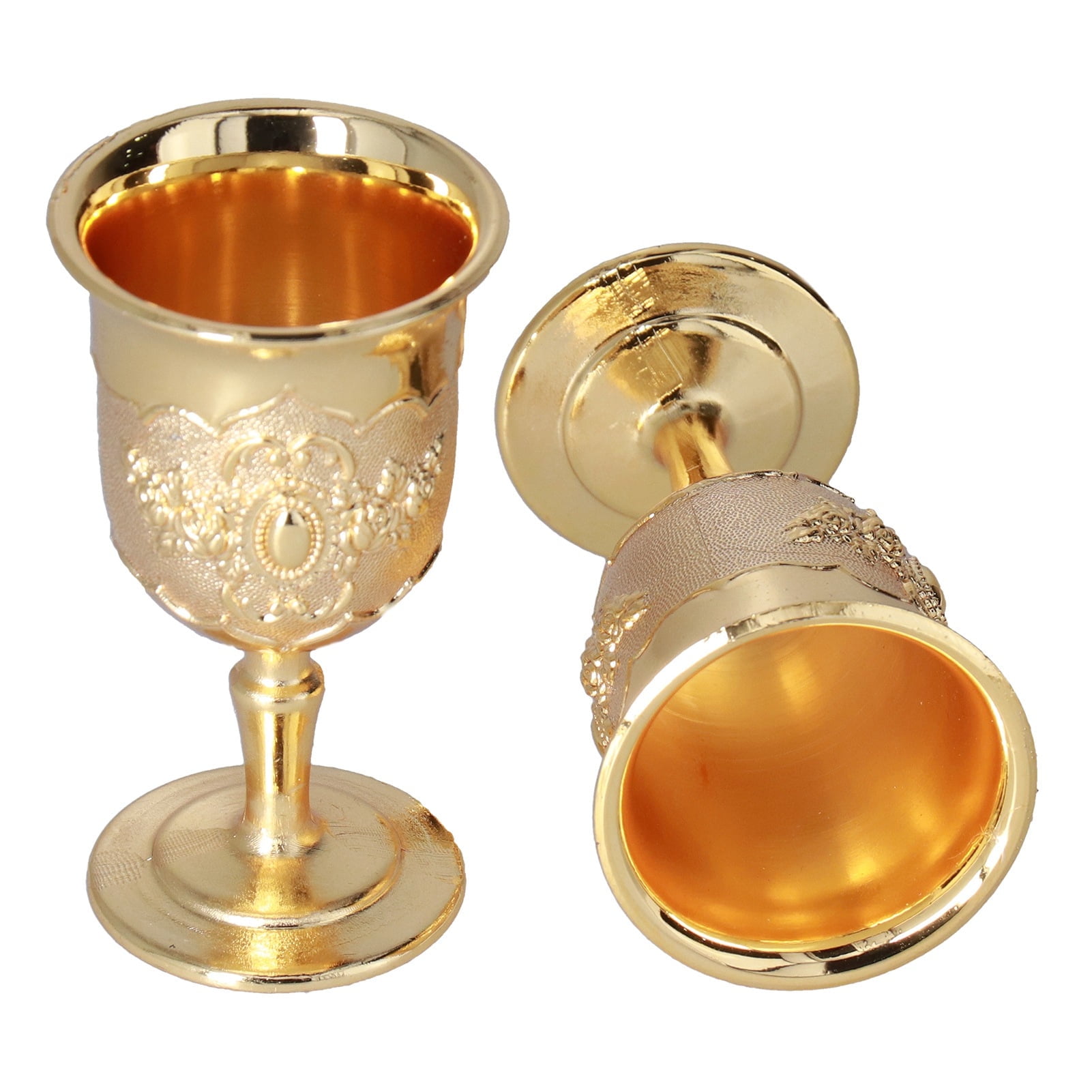 2Pcs European Golden Goblet Retro, Royal Wine Cups Vintage Embossed ...