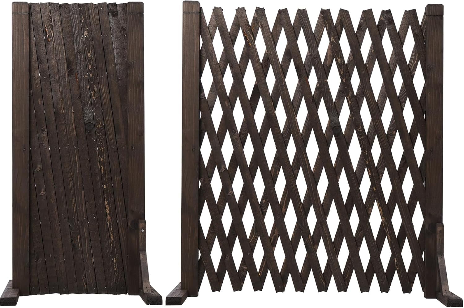 2Pcs Extendable Wood Garden Fence,Retractable Garden Fence Extendable ...