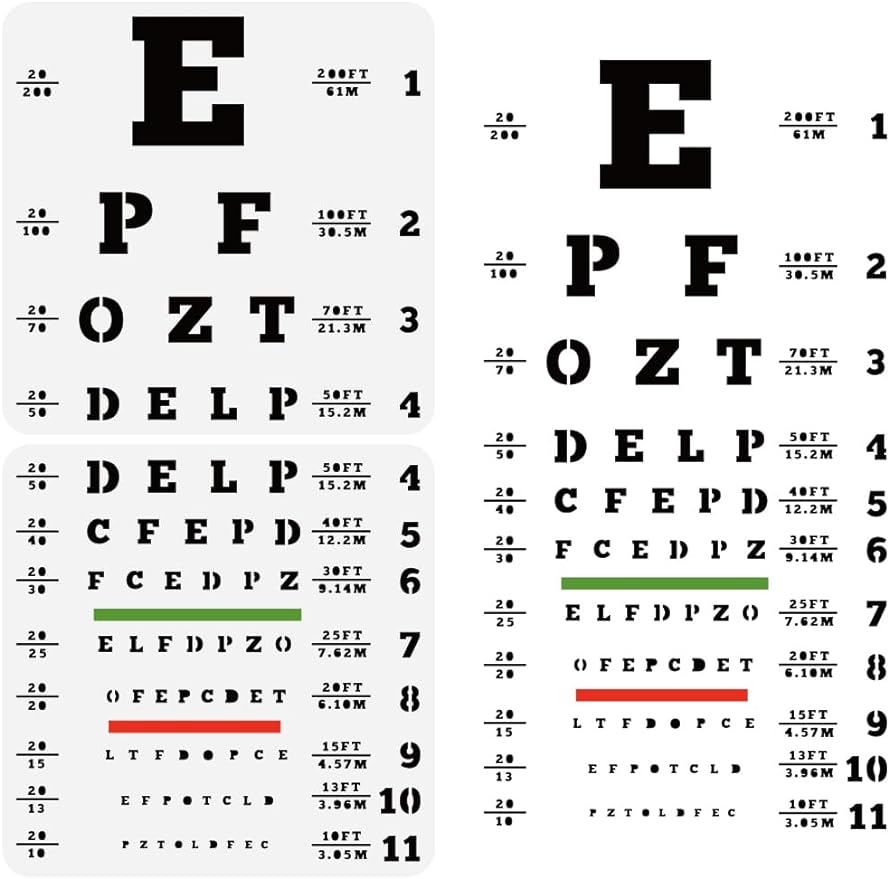 2Pcs Eye Chart Painting Stencil Drawing Template on Wall Paper 11.8x11 ...