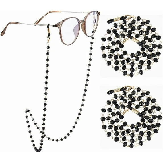 2Pcs Eyeglasses Chains Eye Glasses Holders Around Neck Black Sunglass ...