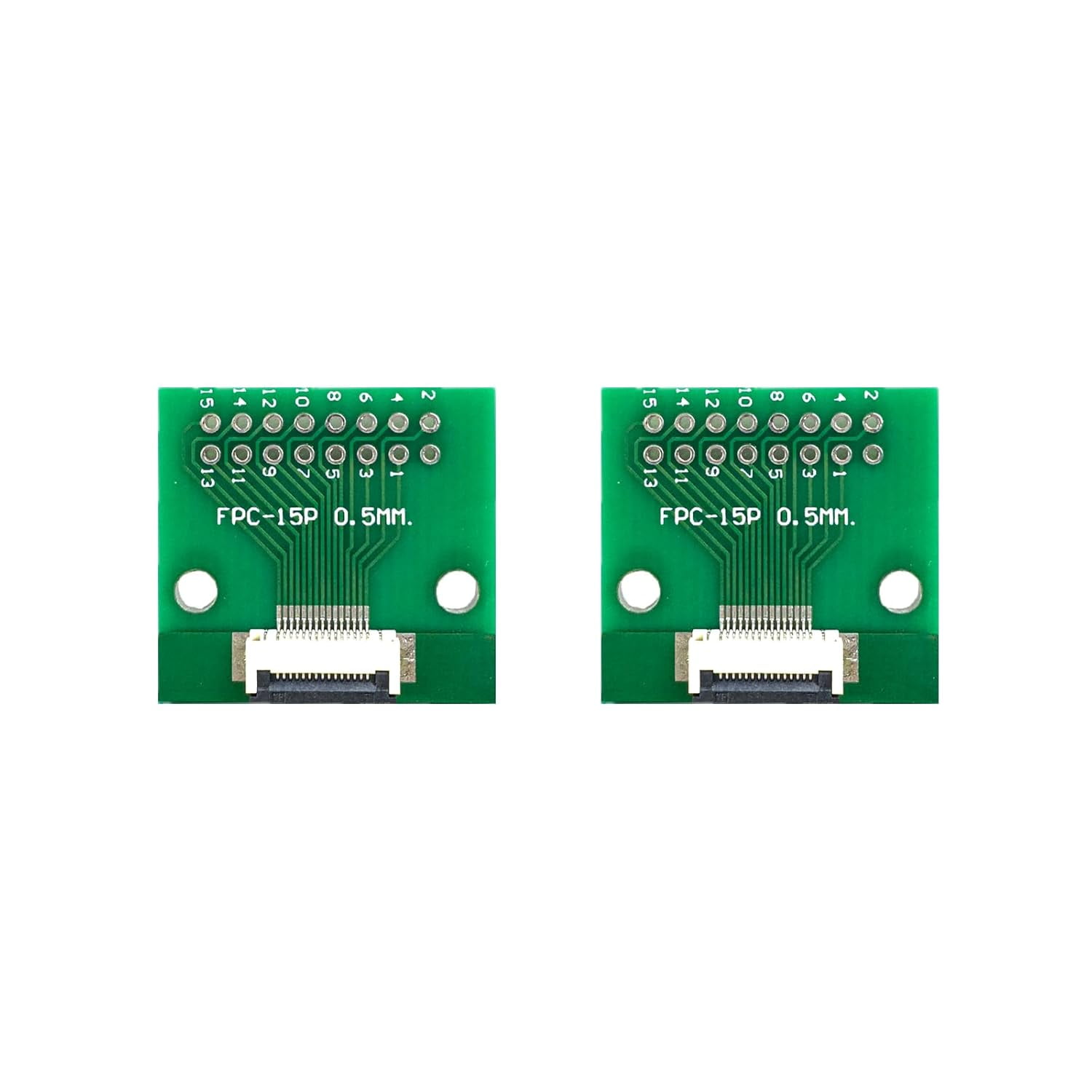 2Pcs FFC FPC PCB Converter Board 15 Pin 1mm 0.5mm(Connector pre-soldered) Pitch to Dip 2.54mm ...